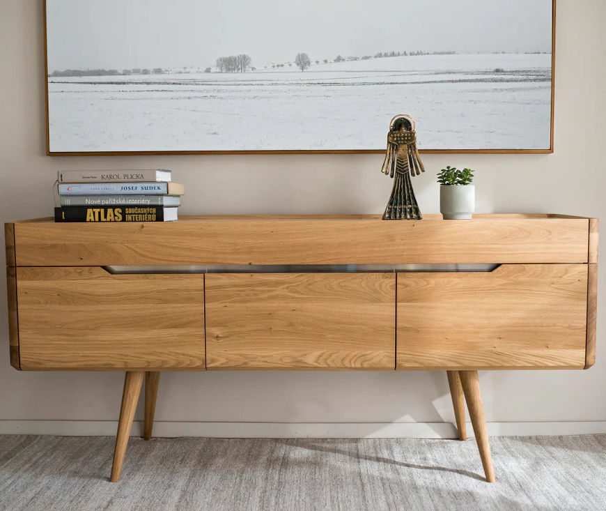 Sideboard with long legs - TERRA - JAVORINA - contemporary / oak / walnut