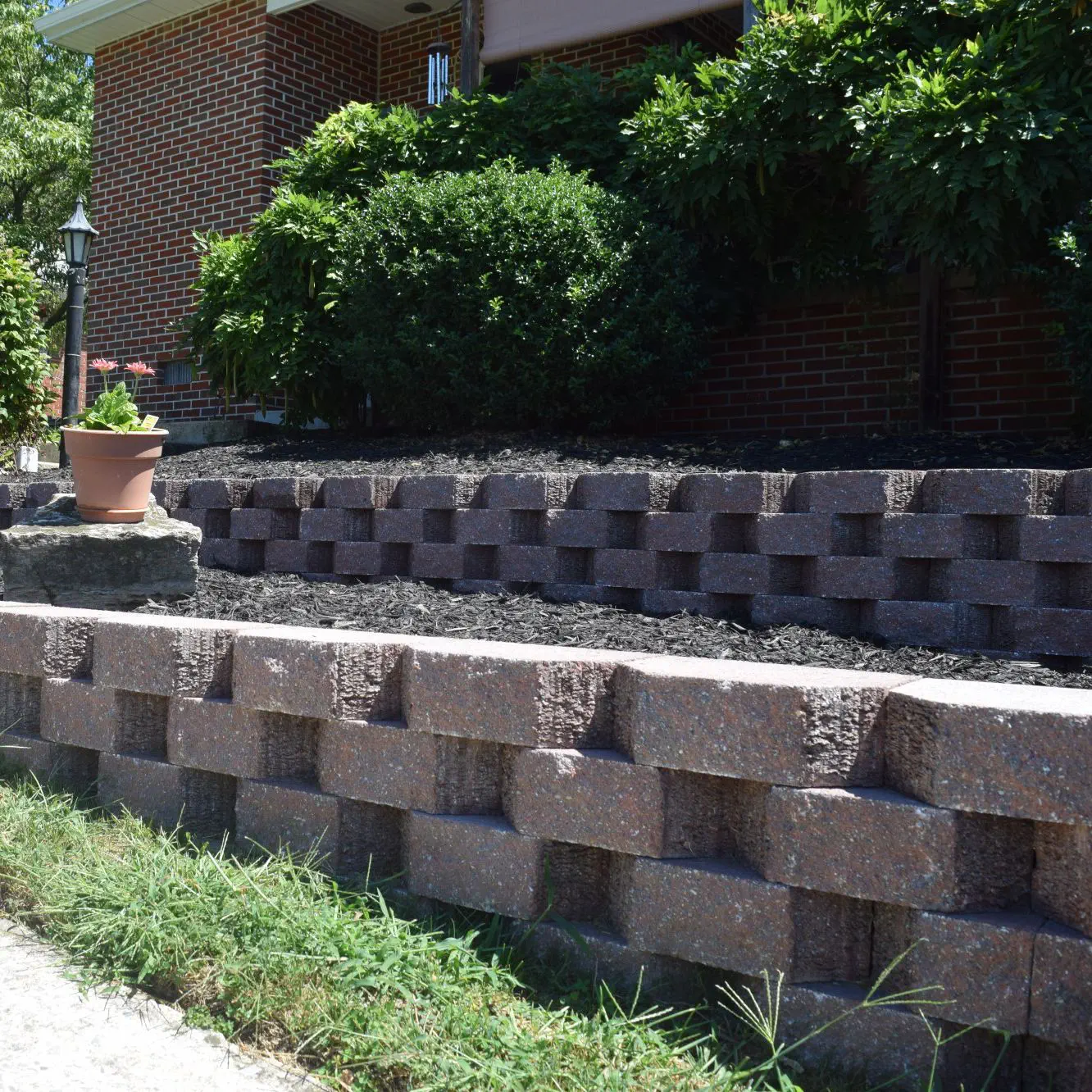 Concrete Block Wall Terrace Englewood, New Jersey Retaining Wall
