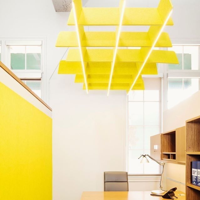 Fabric acoustic baffle - BUZZIGRID - BuzziSpace - PVC / hanging / ceiling