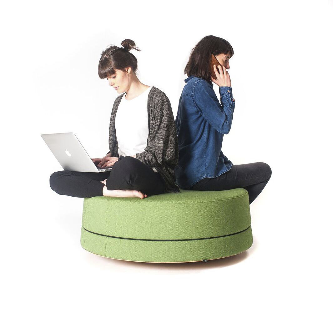 Traditional pouf - BUZZIBALANCE - BuzziSpace - fabric / wooden / foam