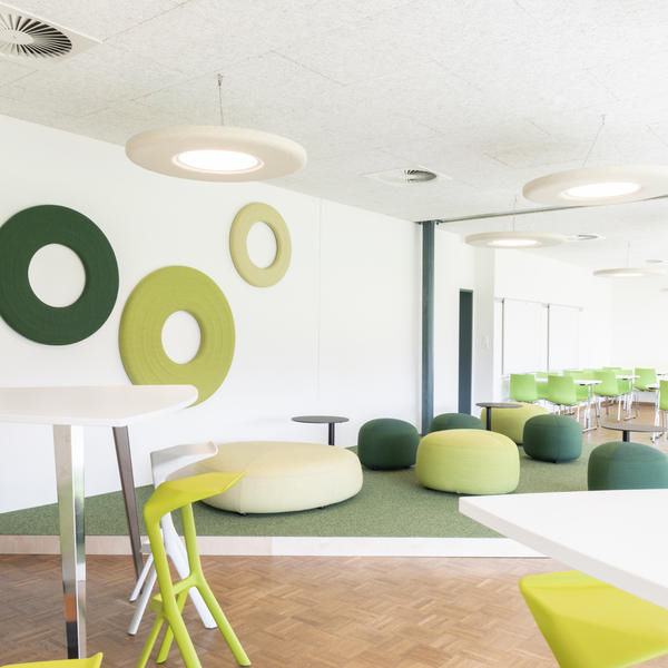 Fabric acoustic baffle - BUZZIDONUT - BuzziSpace - hanging / ceiling ...
