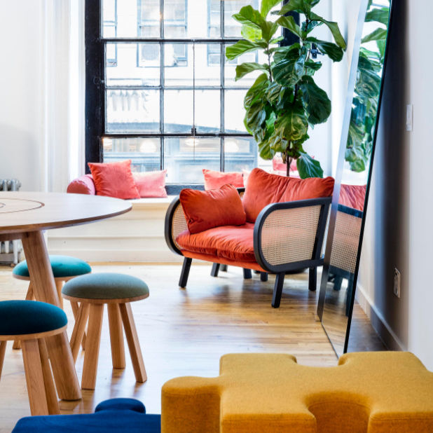 Contemporary sofa - BUZZIBALANCE - BuzziSpace - multi-color / fabric / wooden