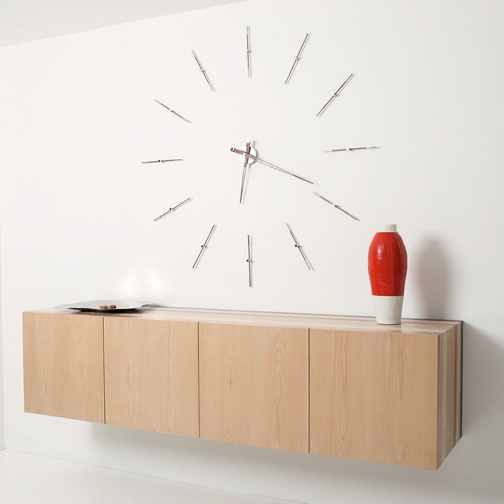 Contemporary clock - MERLÍN - NOMON - wall-mounted / analog / walnut