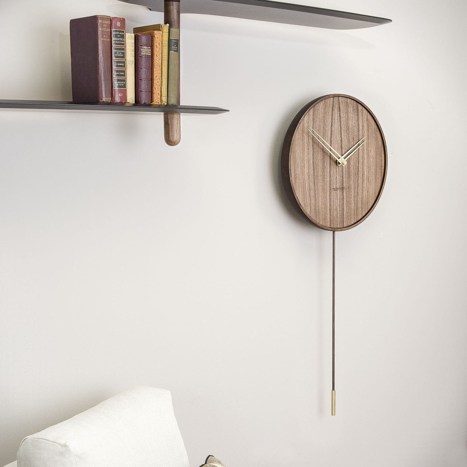Contemporary clock - SWING - NOMON - wall-mounted / analog / walnut