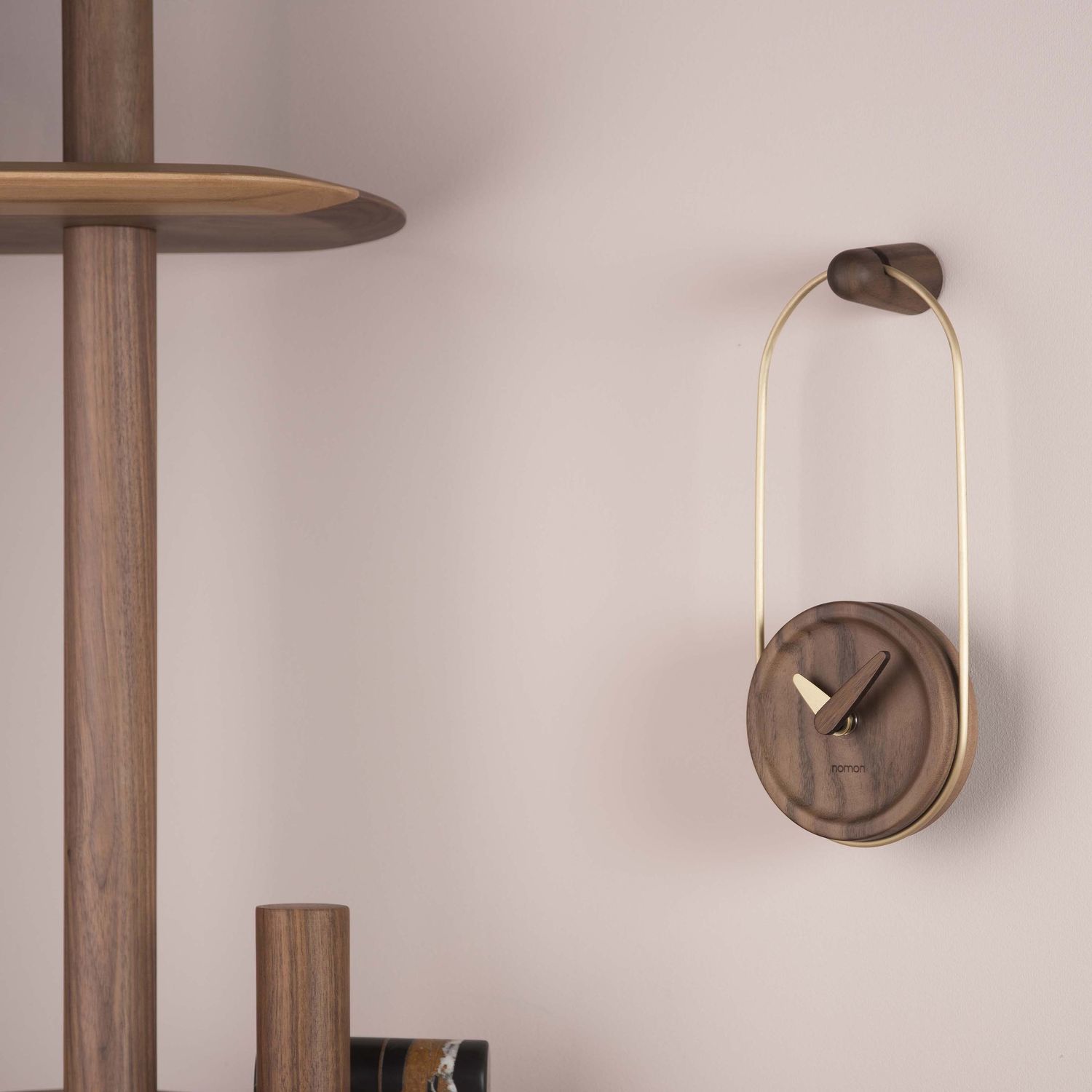 Contemporary clock - MICRO ESLABON - NOMON - wall-mounted / analog / walnut