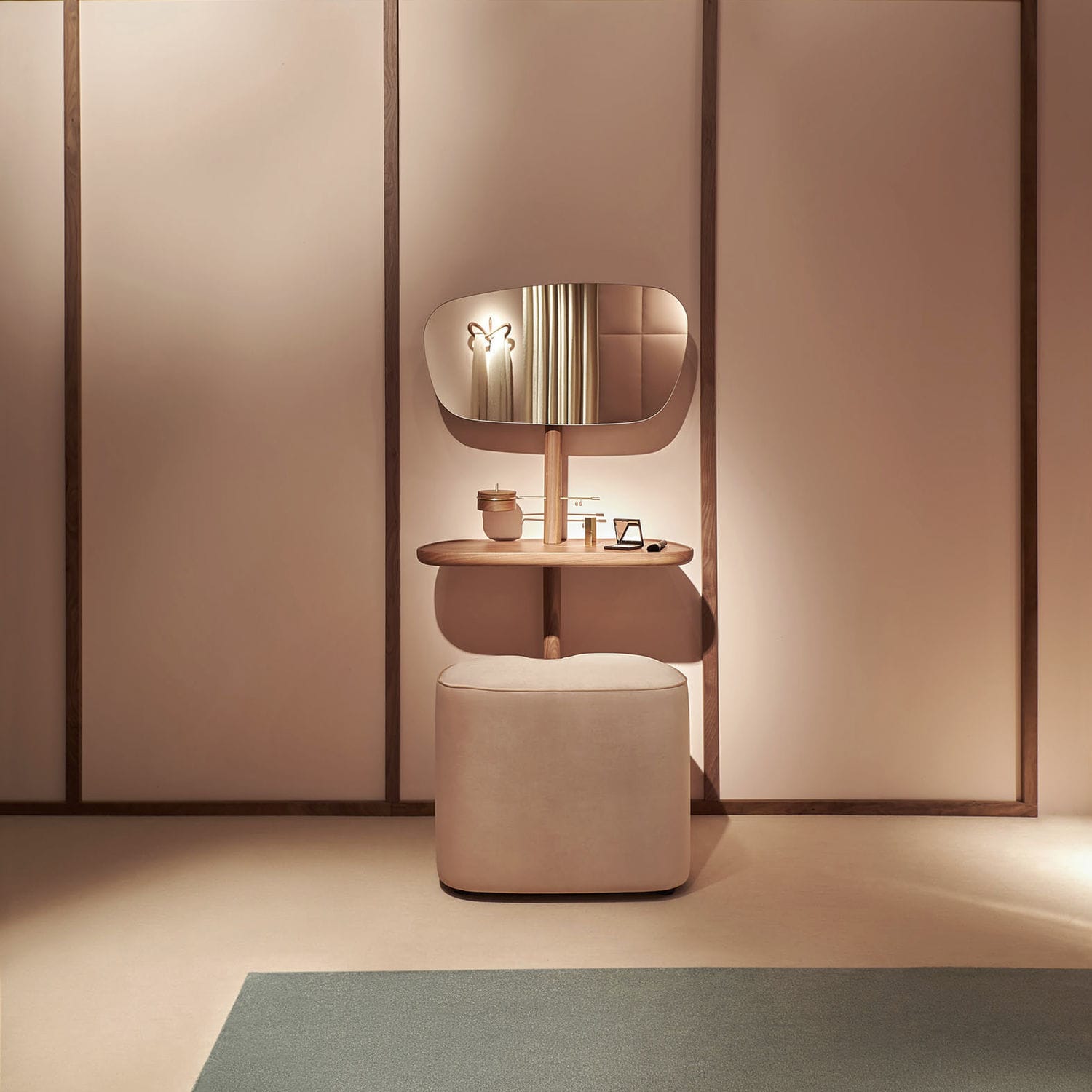 Contemporary dressing table - NOMON - walnut / black ash / polished brass