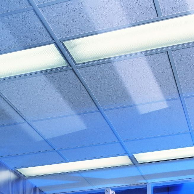 Mineral fiber suspended ceiling - 56099 - USG - tile / for clean rooms ...