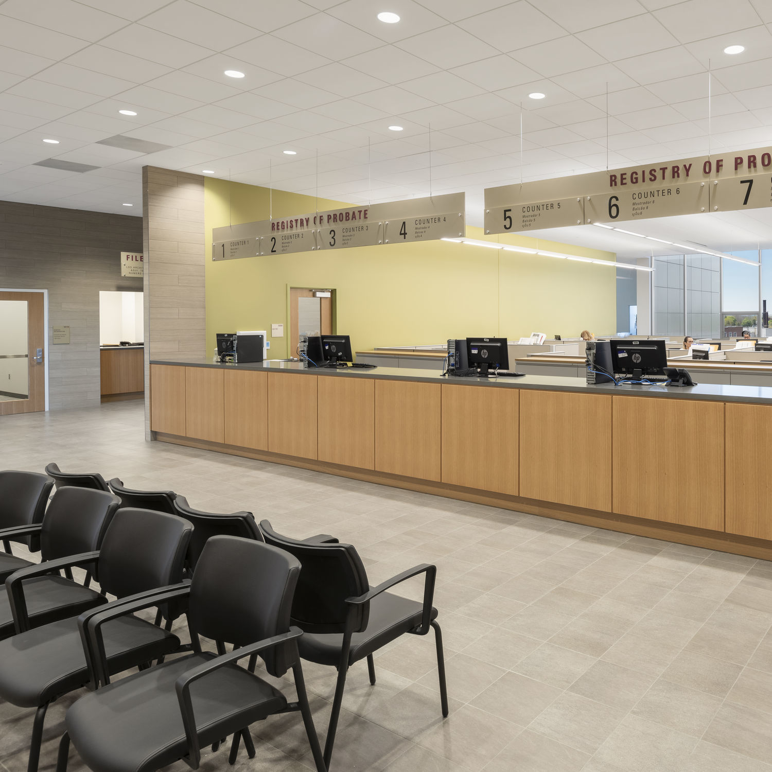 Fiberglass suspended ceiling - HALCYON™ - USG - tile / panel / for office