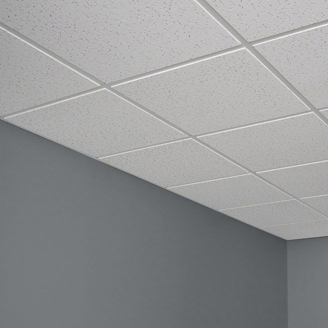 Mineral fiber suspended ceiling - FISSURED™ BASIC - USG - tile / panel ...