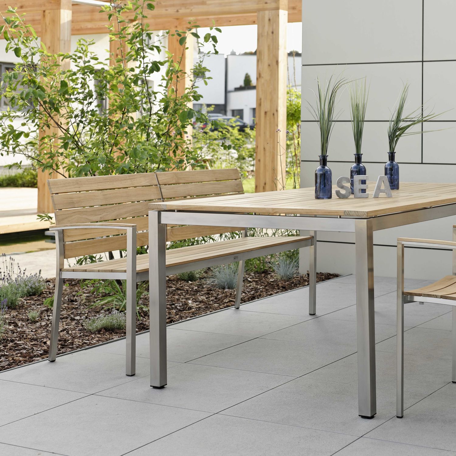 Contemporary garden bench - SAVONA - STERN MOEBEL - teak / stainless ...