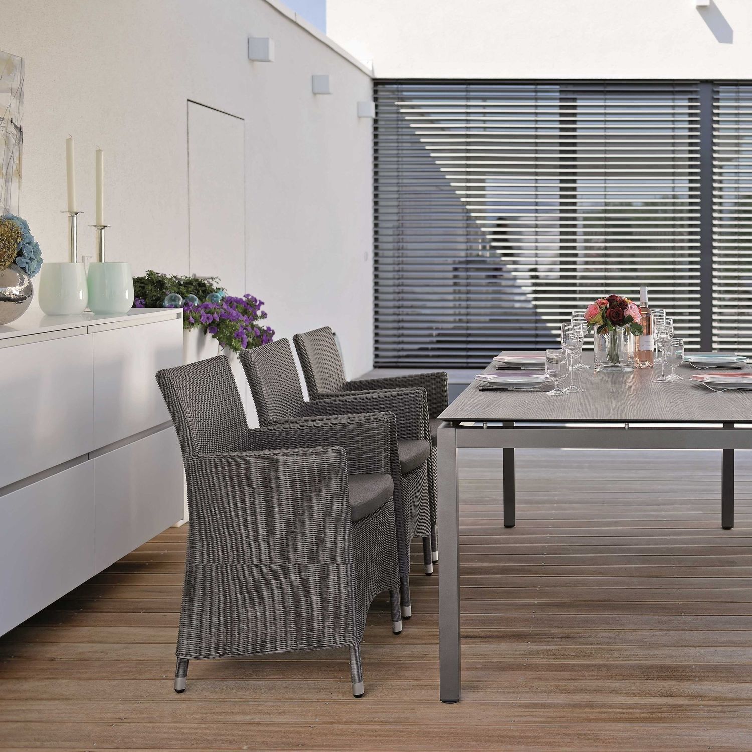 Contemporary chair - SORTINO - STERN MOEBEL - garden / textile / wicker