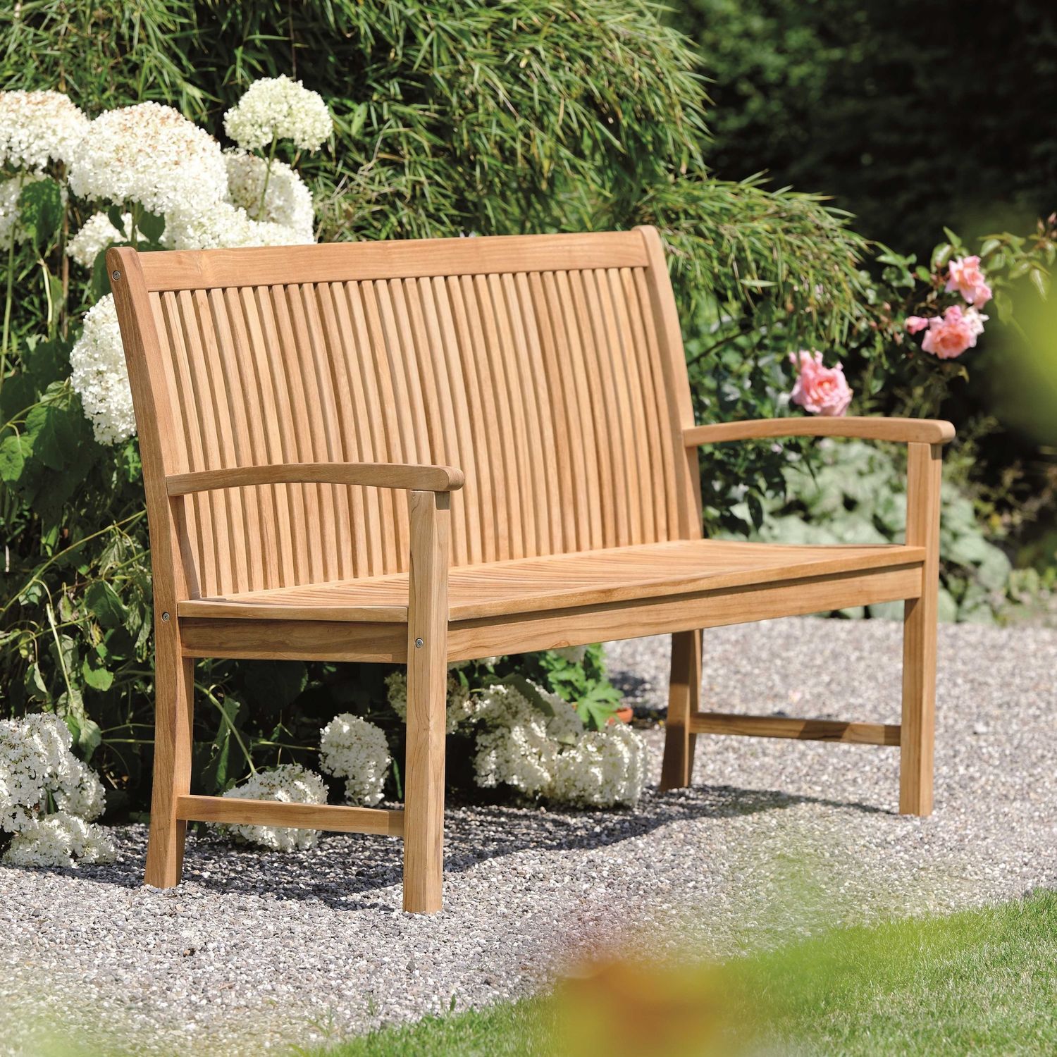 Contemporary bench - MALAGA - STERN MOEBEL - teak / with backrest ...