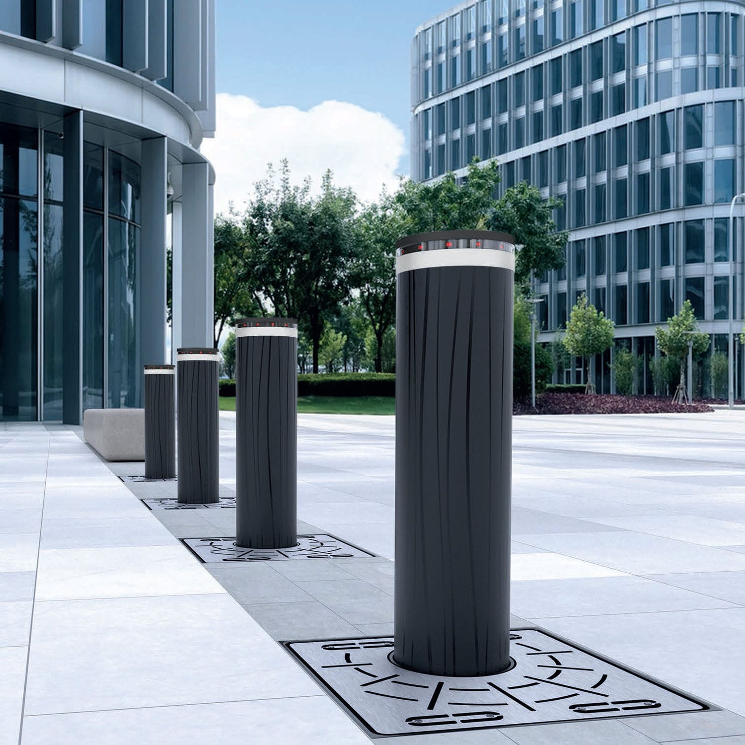 Security bollard - JS80 - FAAC - steel / stainless steel / retractable