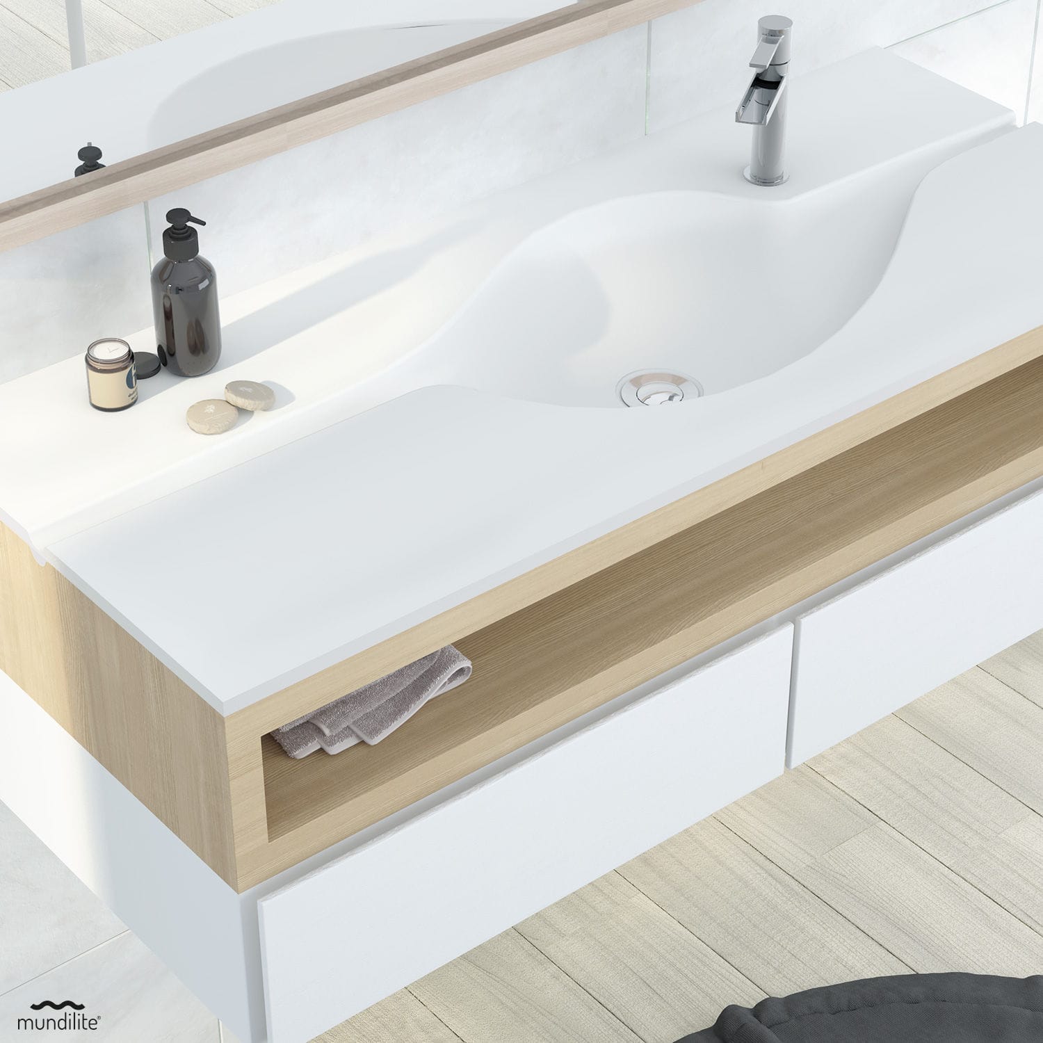 Flush-mounted washbasin - OVULAPLUS - Mundilite - Solid Surface / with ...