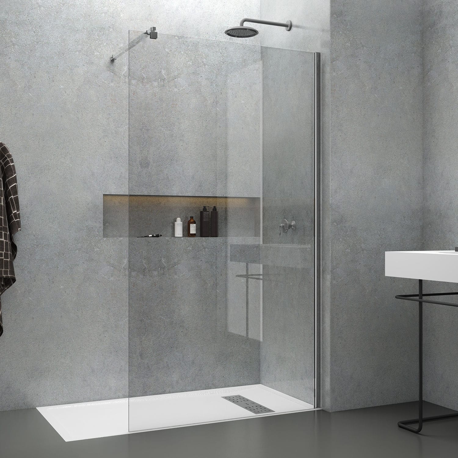 Fixed shower screen - X-200 N - Mundilite - for alcoves / tempered ...