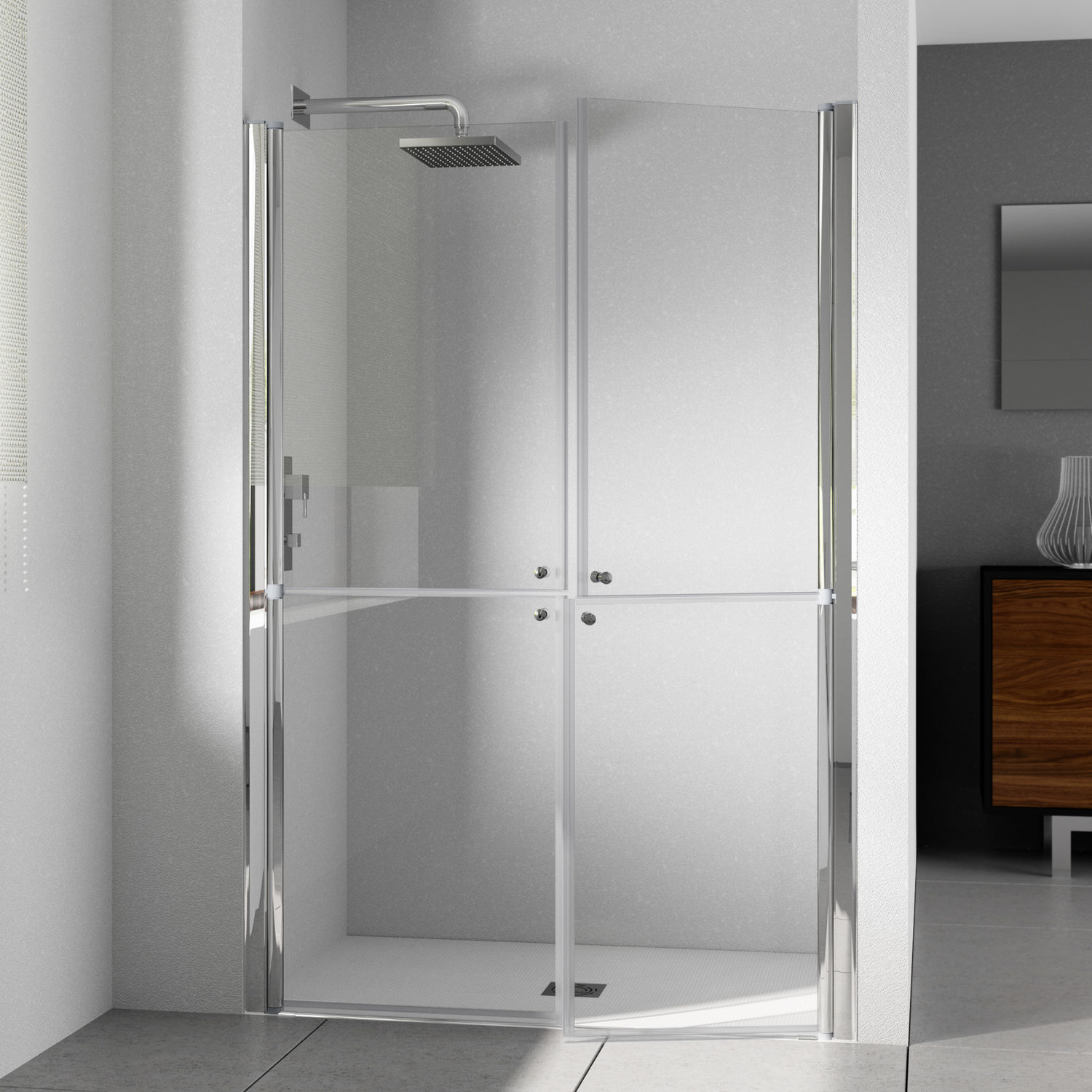 Swing shower screen - D-20 - Mundilite - rectangular / for alcoves ...