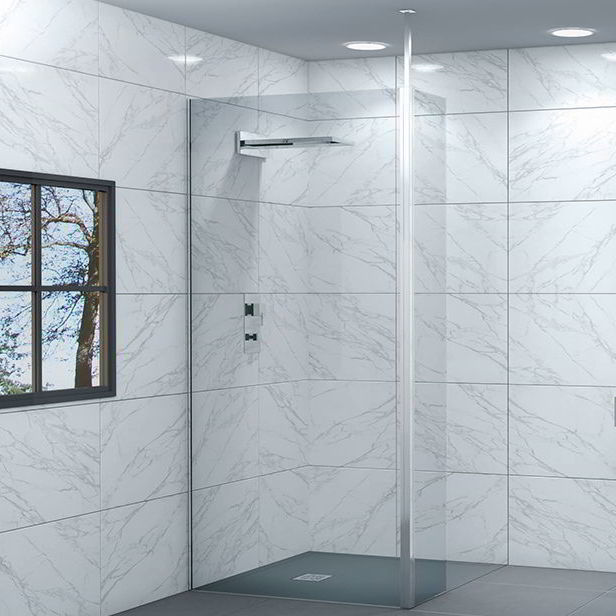 Fixed shower screen - INOX 3 - Mundilite - corner / tempered glass / custom