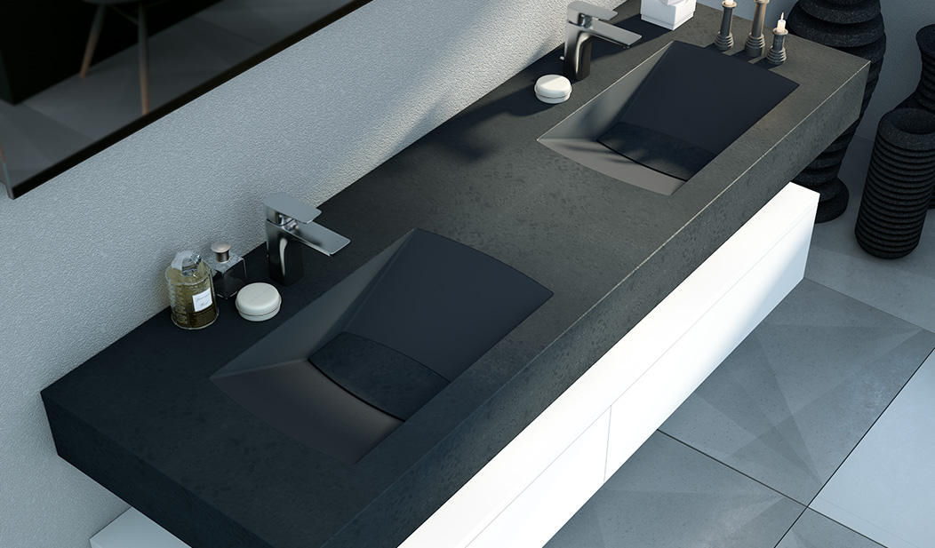 Flush-mounted washbasin - SIGMA 2 FALDÓN - Mundilite - Solid Surface ...