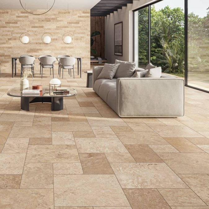 Travertine tile - TIBER - Novoceram sas - stone / interior / outdoor