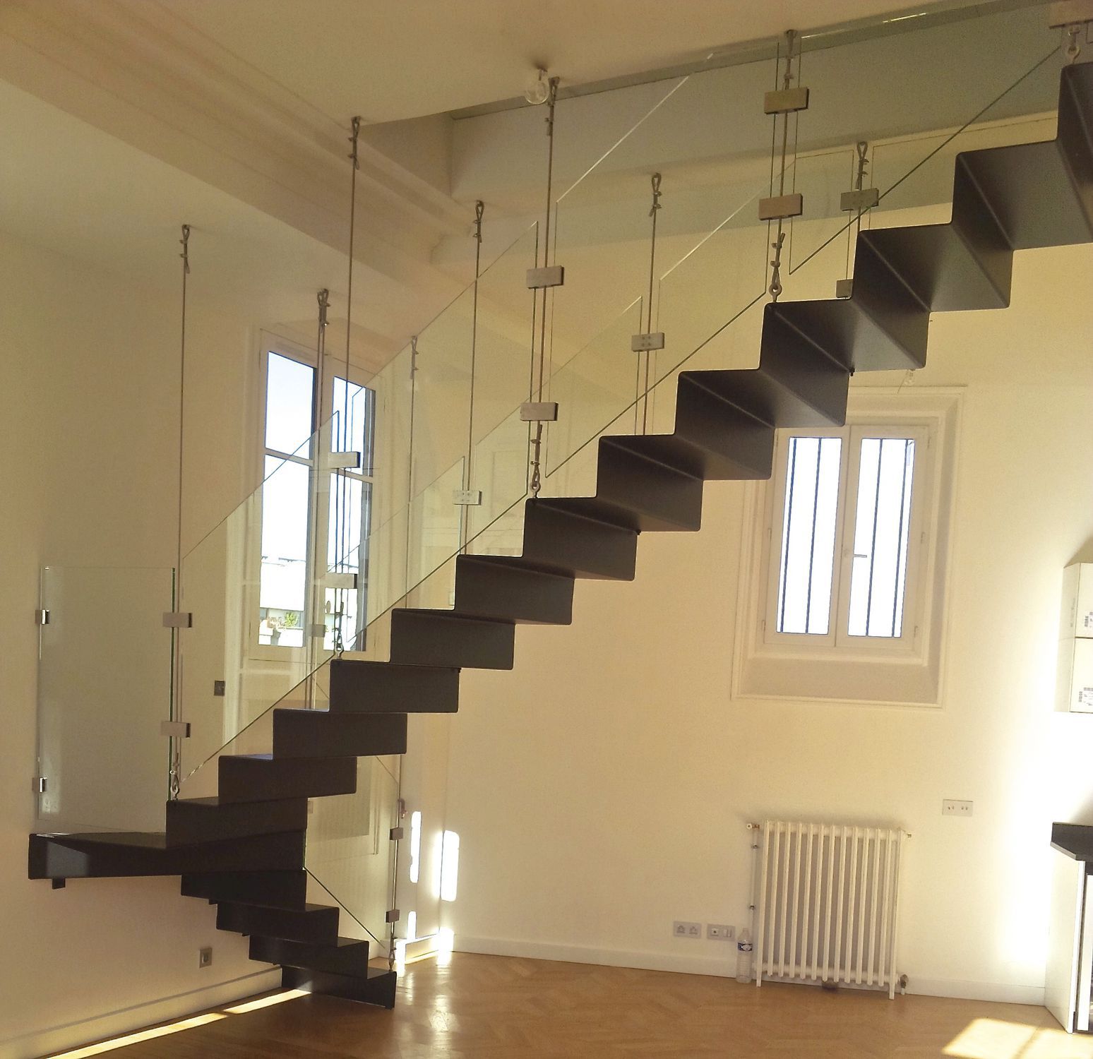 Straight staircase - WAVE - Trescalini - quarter-turn / half-turn ...