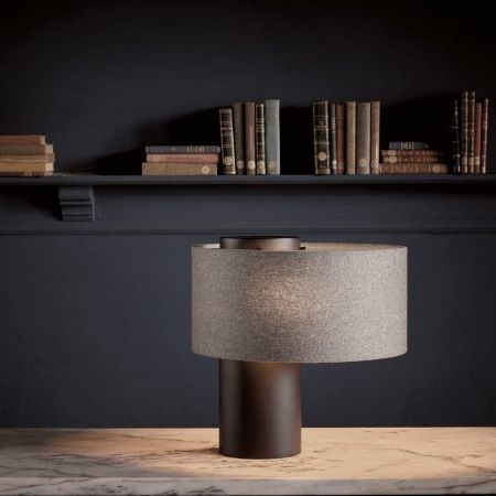 Table lamp - BOBO - HMD Furniture - brushed metal / polished metal / fabric