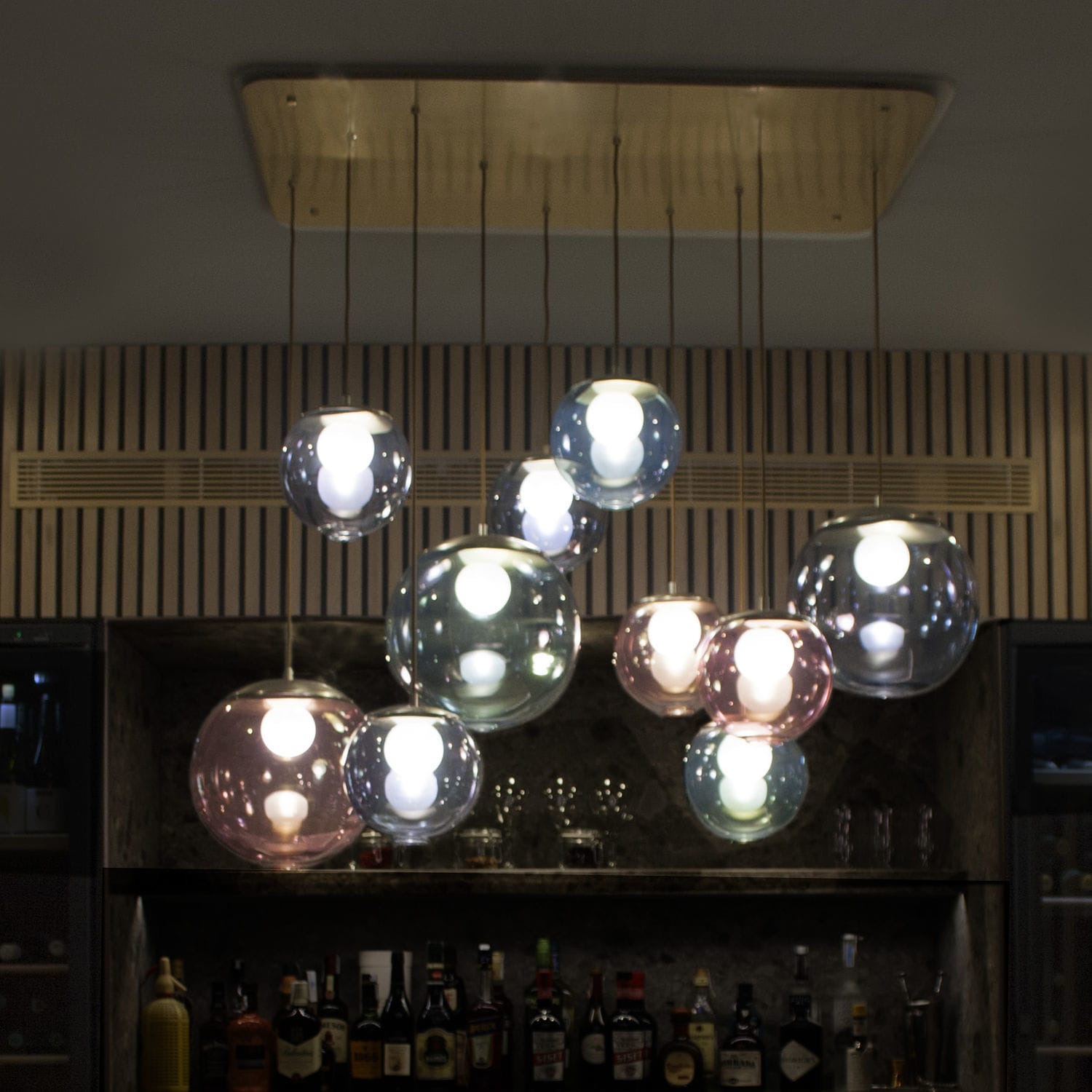 Pendant lamp - Pop S10 - LUZ DIFUSION - steel / blown glass / contemporary