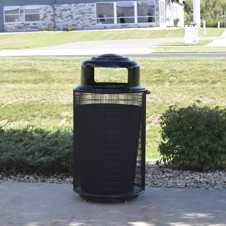 Public trash can - MIFFLIN - Madrax/Thomas Steele - powder-coated steel ...