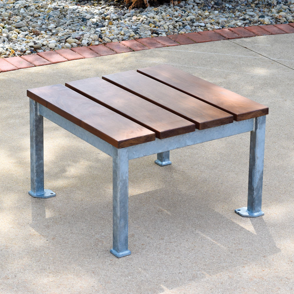 Contemporary side table - MONONA - Madrax/Thomas Steele - recycled plastic / ipe / galvanised ...