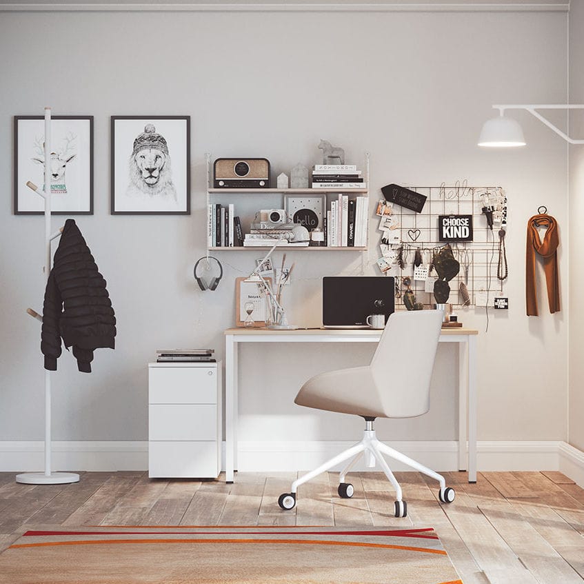 Desk with post - COLECTIVA - Actiu - individual / contemporary / aluminum