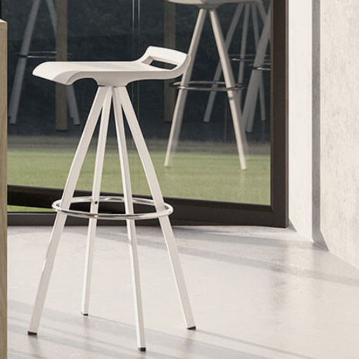 Contemporary stool - MIT - Actiu - plastic / aluminum base / central base
