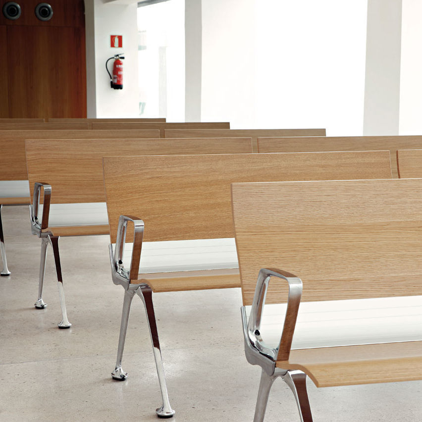 Metal beam chair - TRANSIT - Actiu - plywood / polyurethane / 3-seater