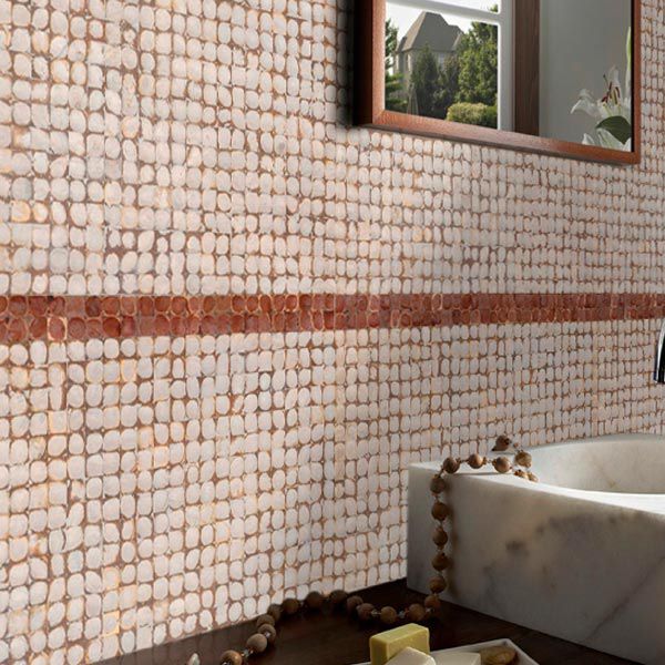Coconut mosaic tile - JAVA: YOGYA - Kirei USA - textured / matte / smooth