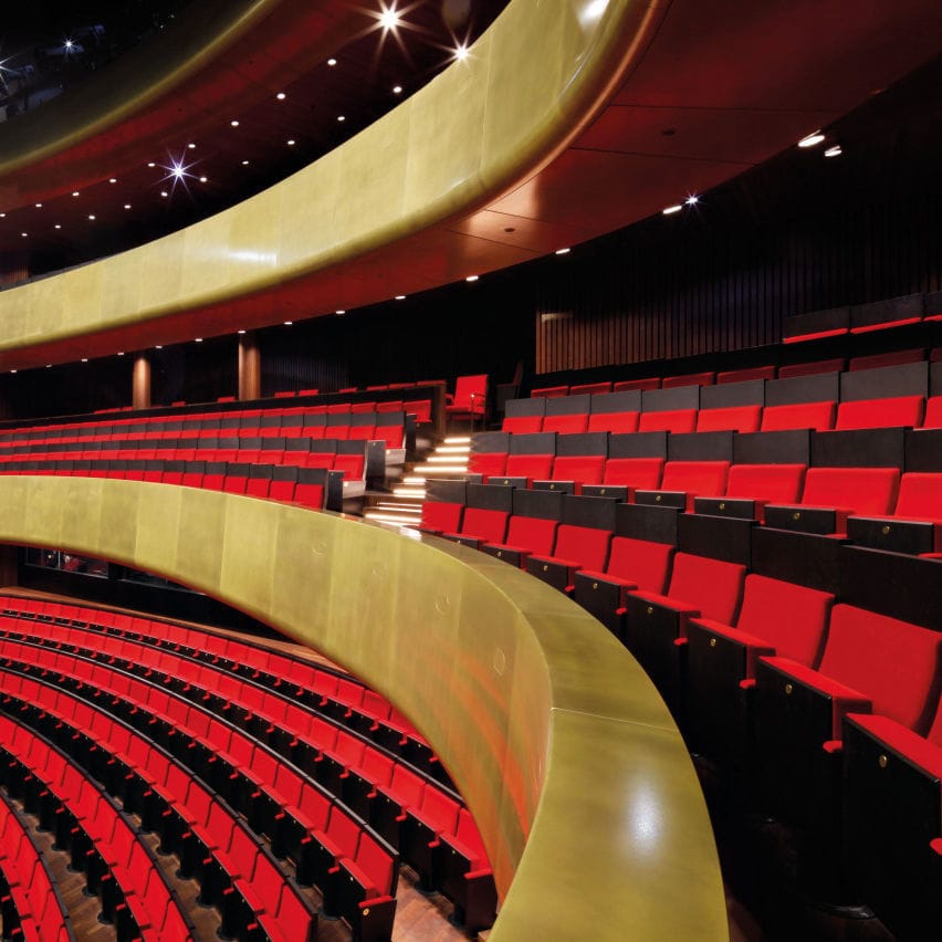 Contemporary auditorium seating - Linz - Aresline - fabric / wooden ...