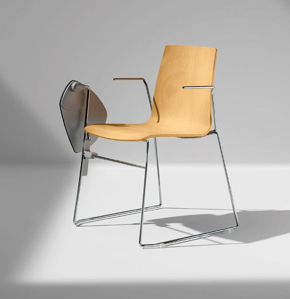 Contemporary conference chair - WOODY - Aresline - fabric / beech / plywood