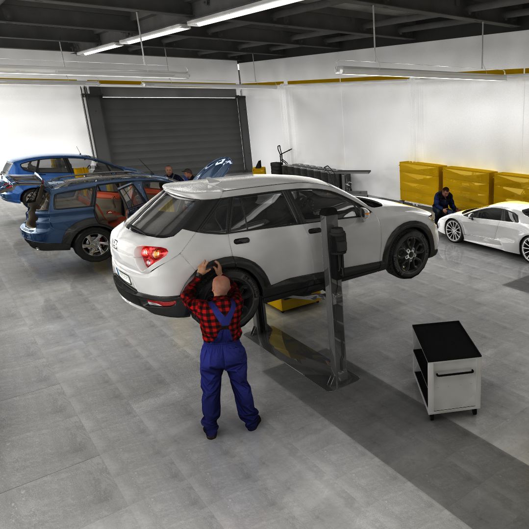 2D/3D object library - CAR SERVICE 03 - PLUS - DOSCH DESIGN