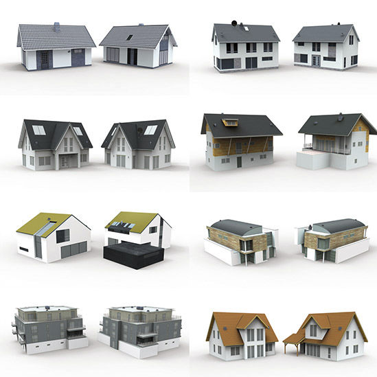 2D/3D object library - EUROPEAN HOUSES - LO-POLY - DOSCH DESIGN