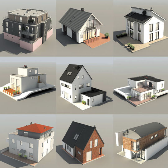 2D/3D object library - EUROPEAN HOUSES - DOSCH DESIGN