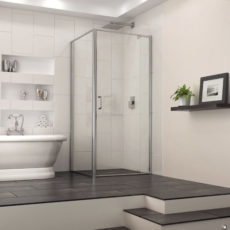 Swing shower screen - FLEX - DreamLine - corner / tempered glass