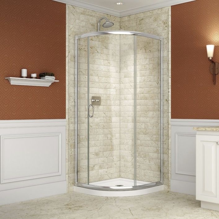 Sliding shower screen - SOLO - DreamLine - curved / corner / tempered glass