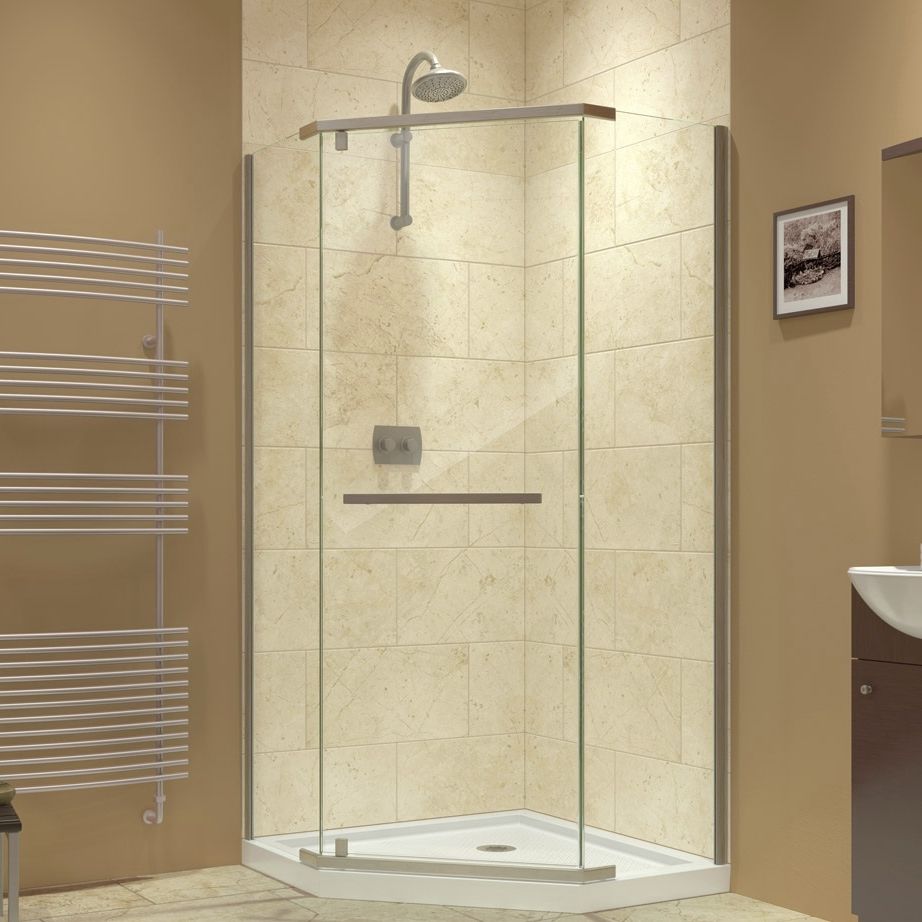 Pivoting shower screen - PRISM - DreamLine - corner / tempered glass