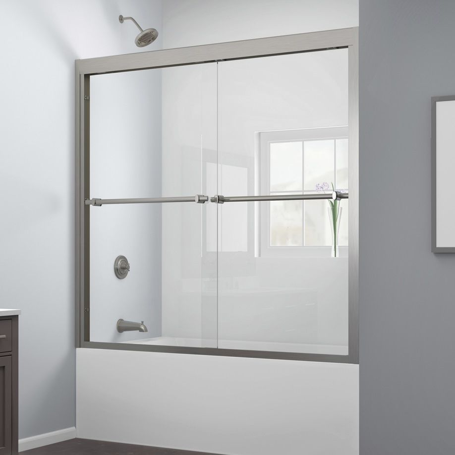 Sliding bath screen - DUET - DreamLine - tempered glass / framed