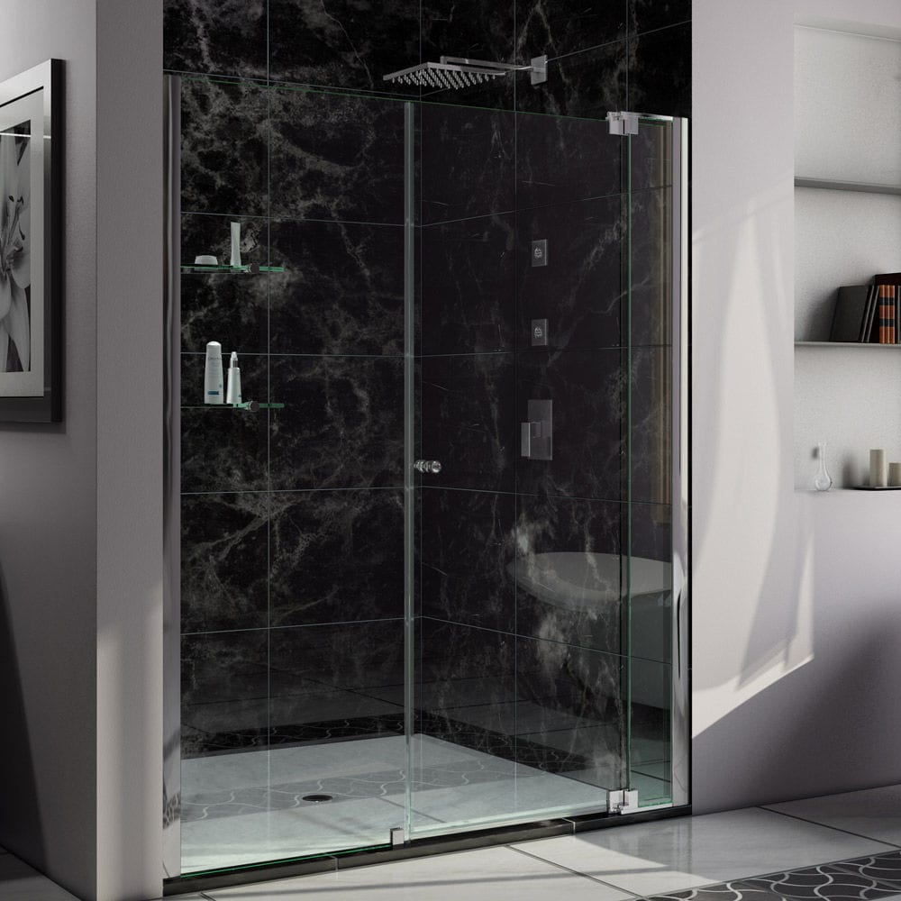 Pivoting shower screen - ALLURE - DreamLine - for alcoves / tempered glass