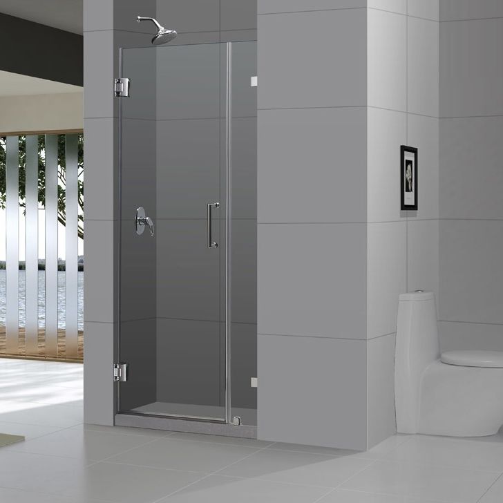 Swing shower screen - UNIDOORLUX - DreamLine - for alcoves / tempered glass