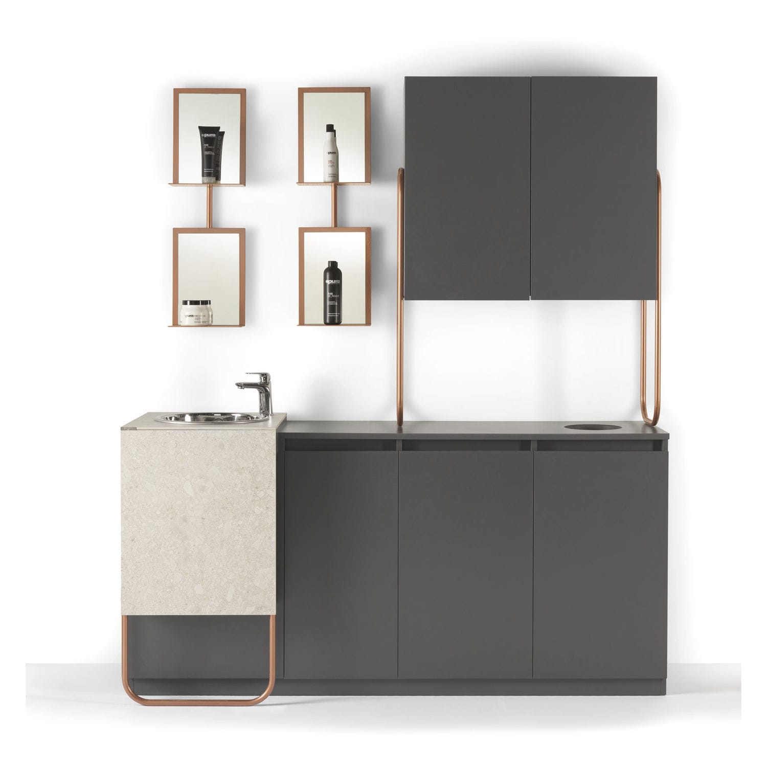 Wellness center cabinet with washbasin - CU29 - VEZZOSI - storage / for ...