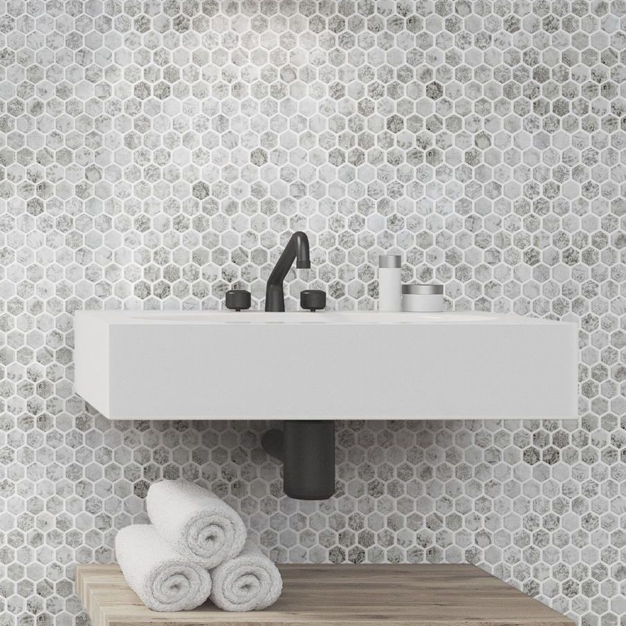 Glass mosaic tile - HEX CRAQUELE - ONIX Mosaico - matte / indoor / pool