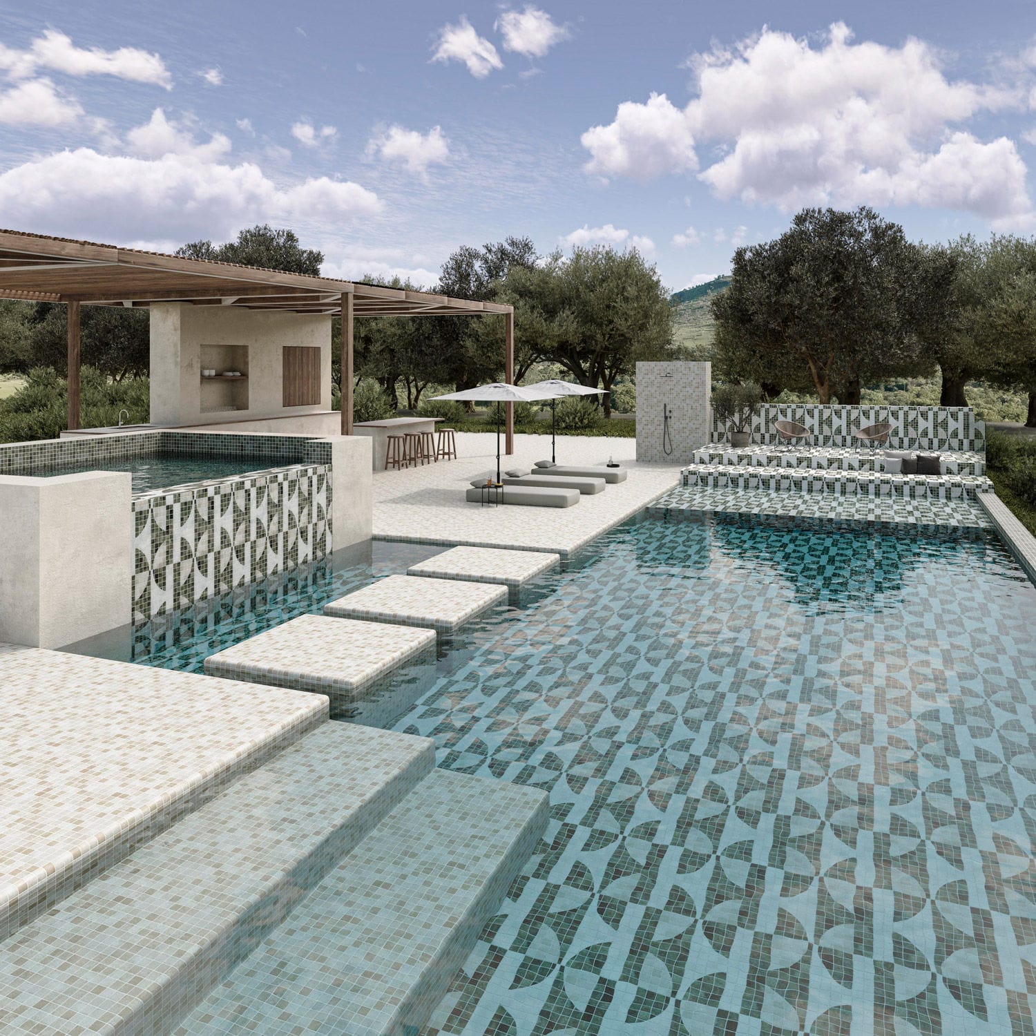 Glass mosaic tile - PENTA BAUHAUS - ONIX Mosaico - matte / indoor / outdoor