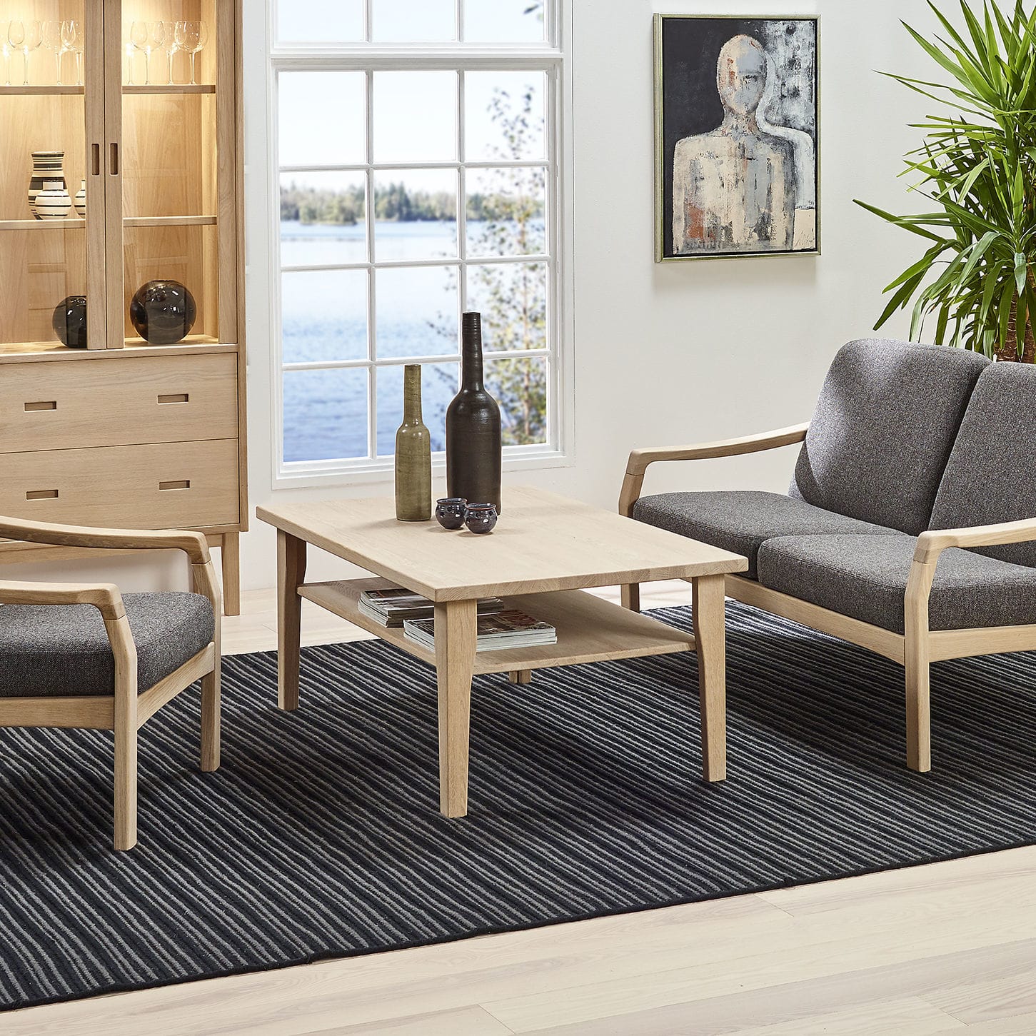 Scandinavian design coffee table - 4254K - dyrlund - oak / walnut / teak