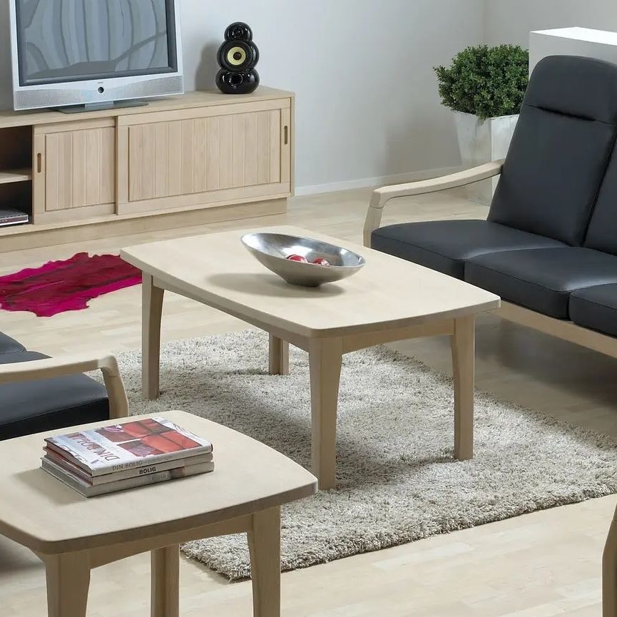 Scandinavian design coffee table - 9258K - dyrlund - oak / oak base ...