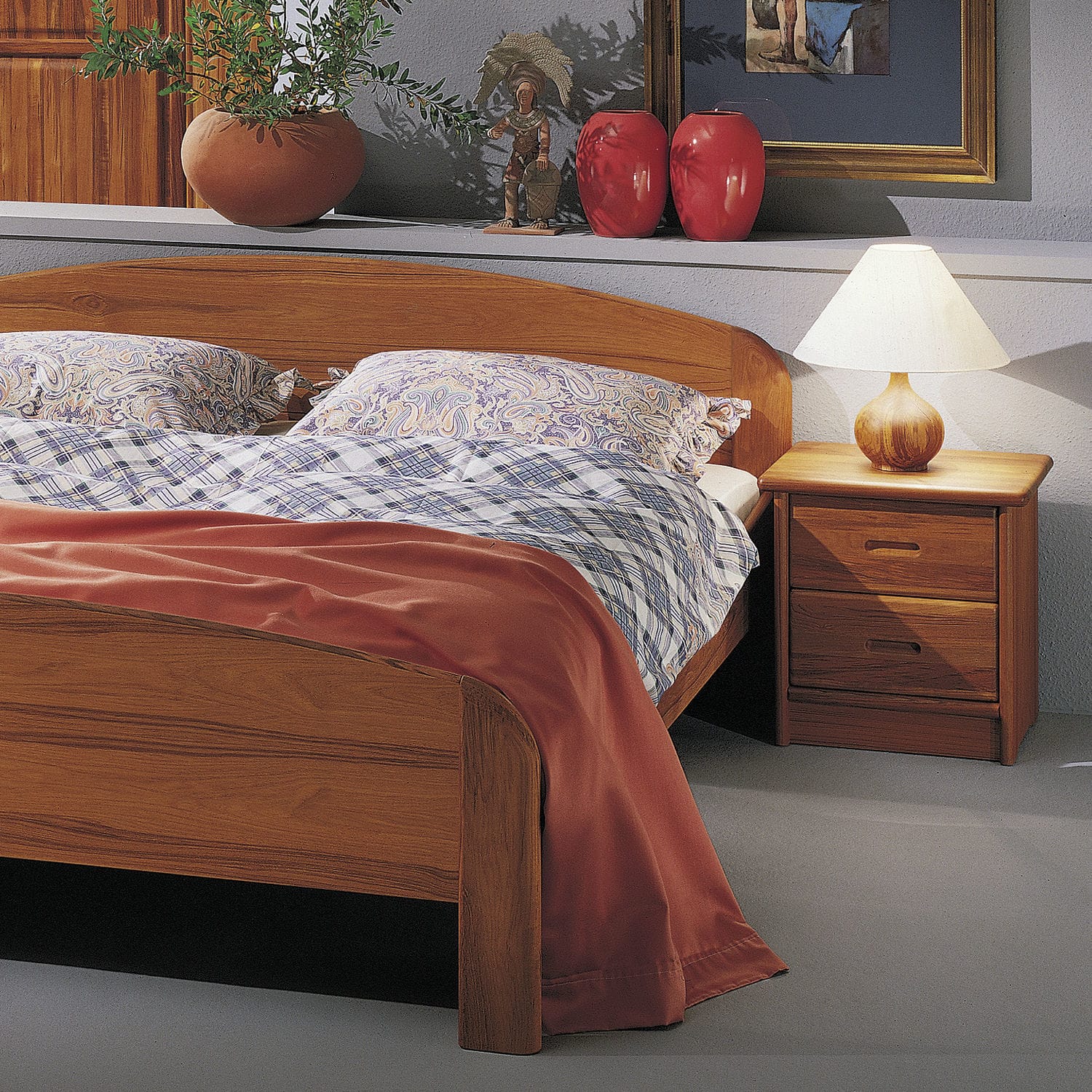 Scandinavian style bedside table - 1139M - dyrlund - teak / teak base ...