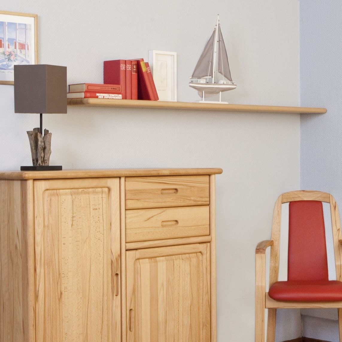 Scandinavian design shelf - 1176M-163 - dyrlund - wall-mounted / beech ...